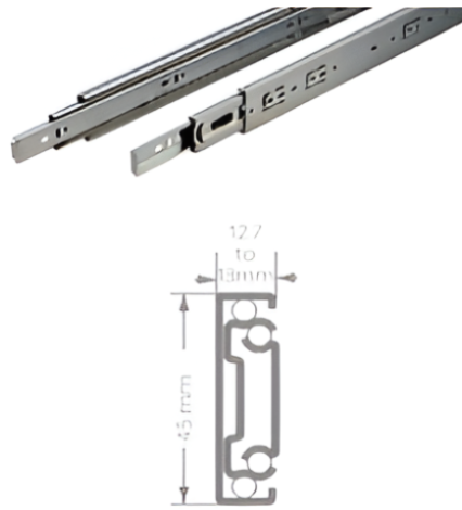 Ebco, STDS35-35-SC, Sleek Telescopic Drawer Slides -35, Soft Close ...