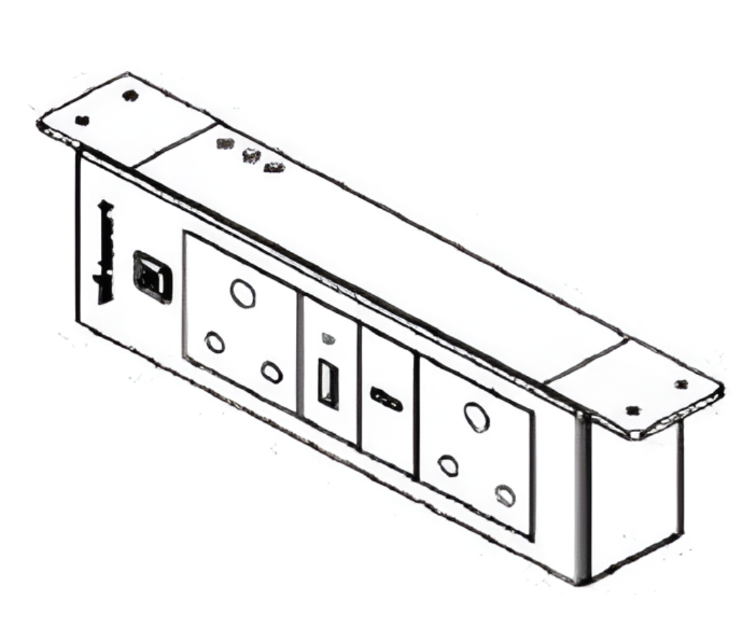 6 Module Electric Box - Ceiling Mount (2 Power +1 USBC +1 USBA + Switch ...