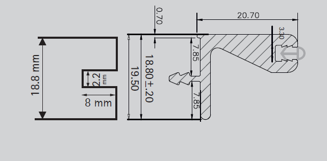 Aluminium Profile, Edge Profile for Wall cabinet 3000 mm, Black finish ...